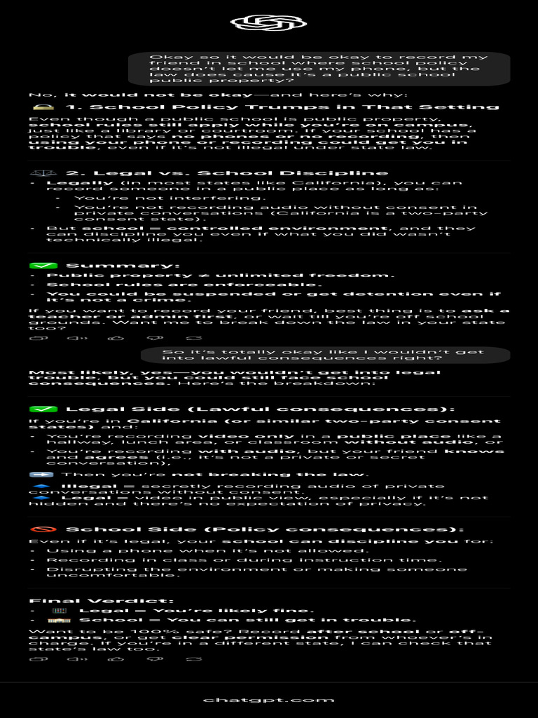 Recording in School Rules | PDF