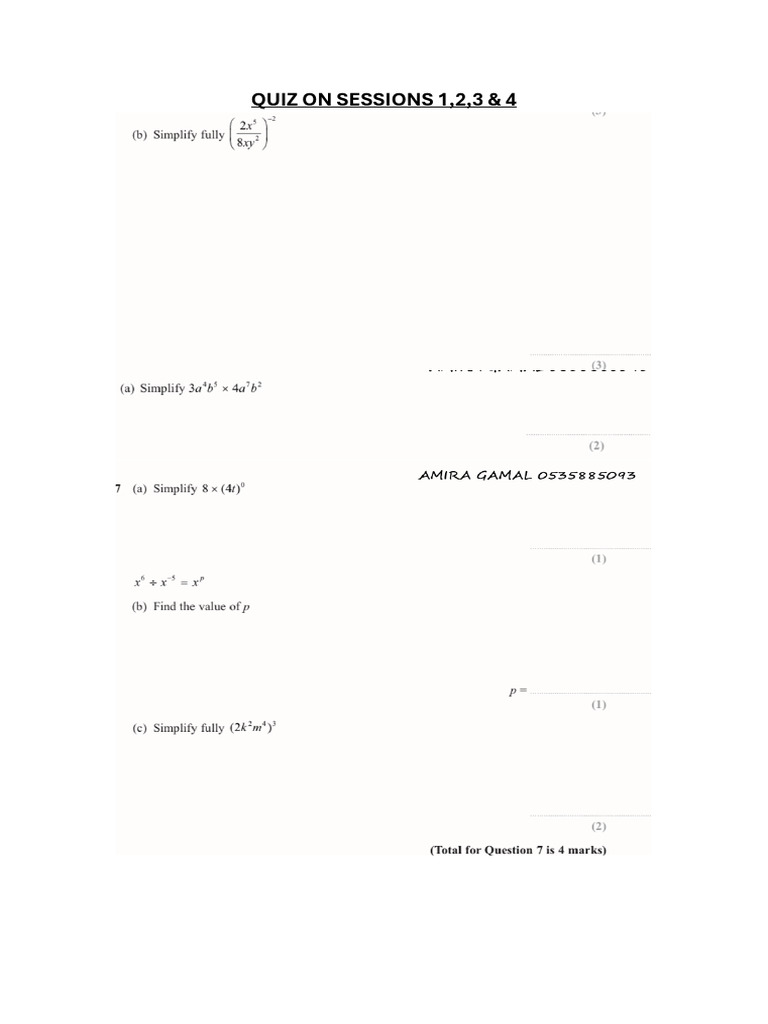 Quiz On Sessions 1,2,3 & 4 | PDF