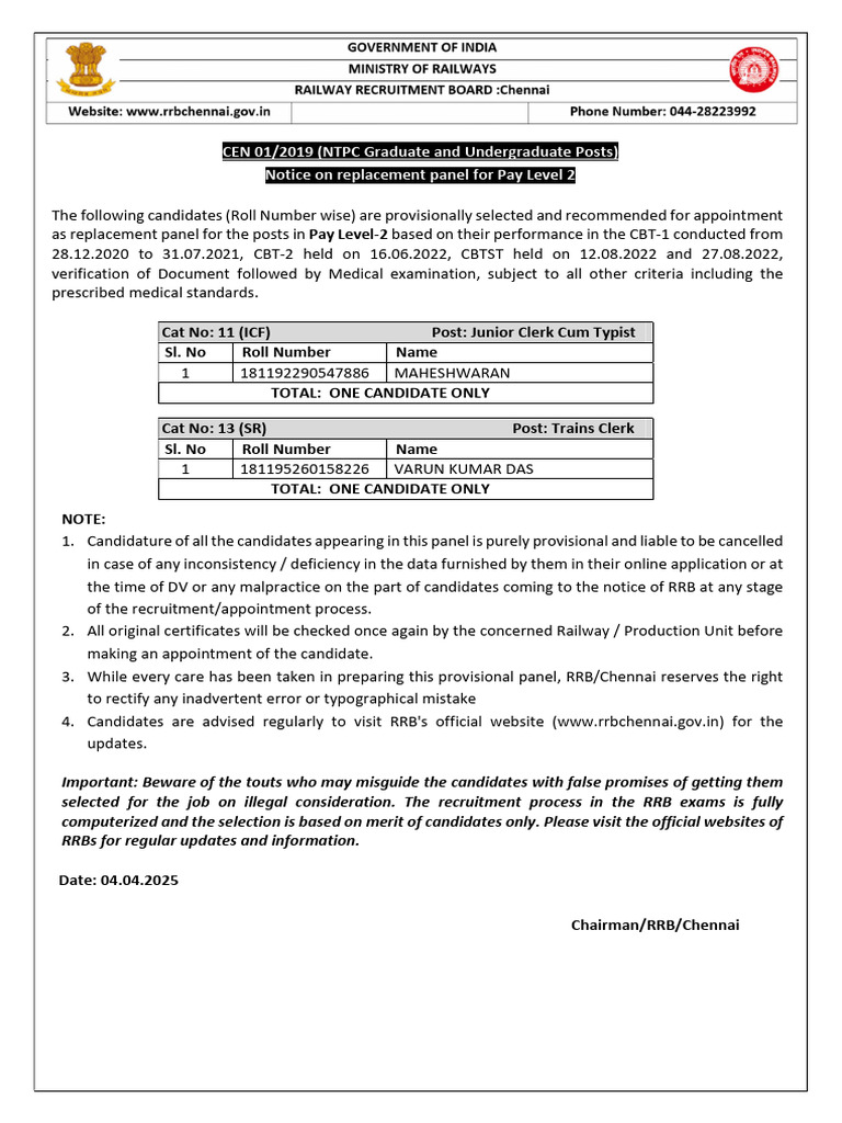 Notice Rep Panel Level2!04!04-25 | PDF