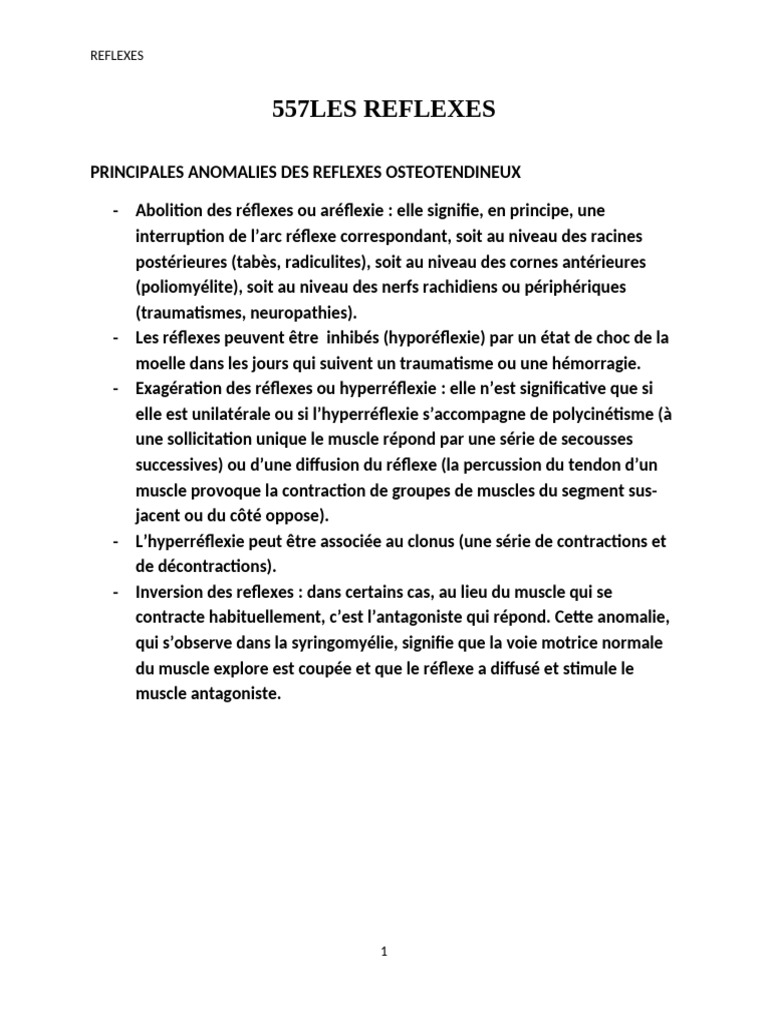 Anomalies des réflexes ostéotendineux | PDF | Appareil locomoteur ...