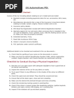 Pre-Delivery Inspection (PDI) Checklist For New Cars | PDF | Car ...