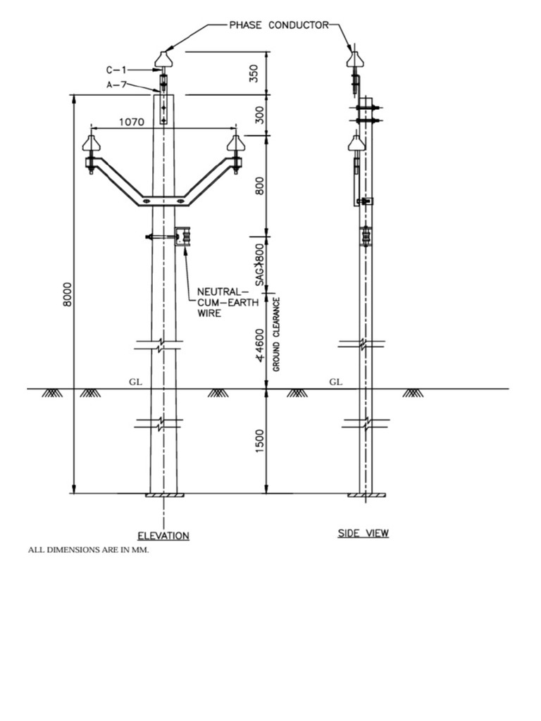 Detailed Pole Structure Drawing | PDF