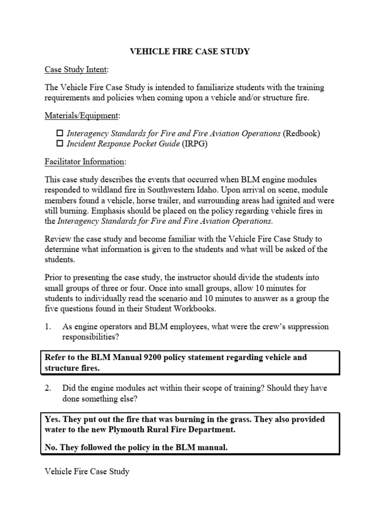 Vehicle Fire Response Case Study | PDF | Firefighter | Ambulance