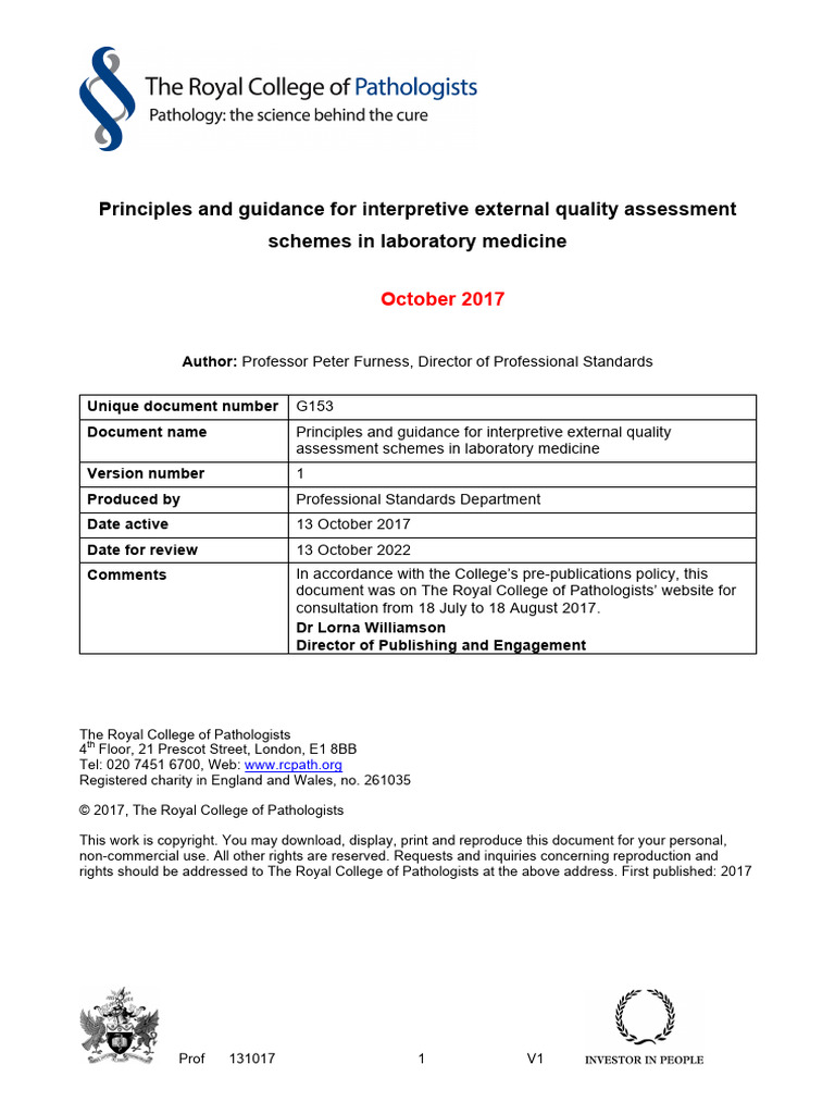 Principles and Guidance For Interpretive External Quality Assessment ...