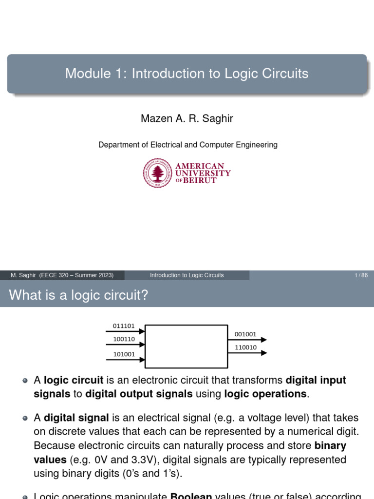 m1 Intro Logic Circuits | PDF | Logic Gate | Boolean Algebra