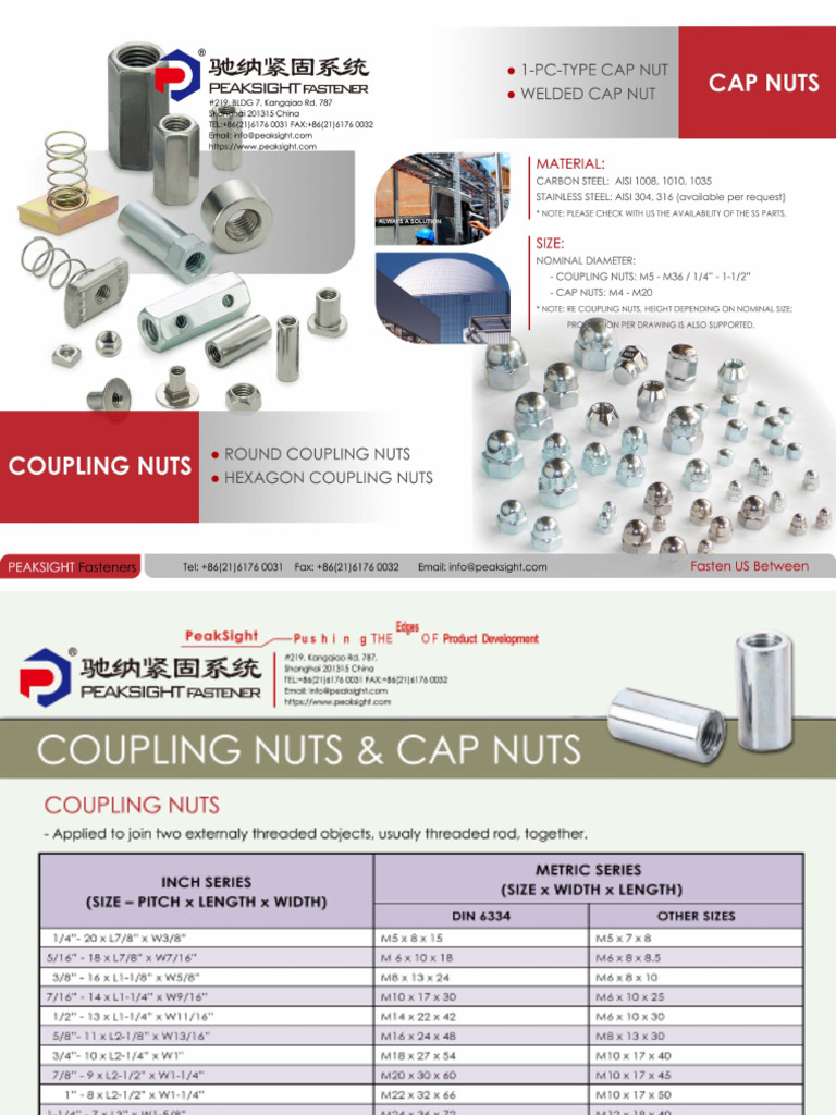 PTC Brochure NIFS14 - Coupling Nuts & Cap Nuts | PDF