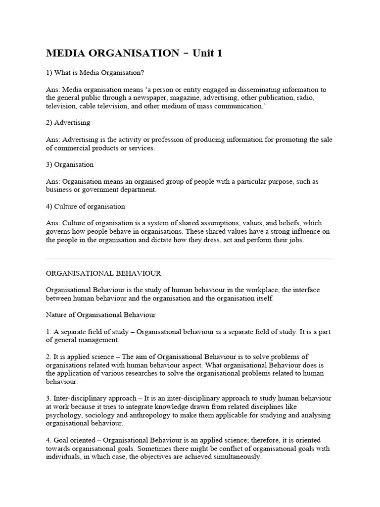 Understanding Media Organisation Dynamics | PDF | Organizational ...