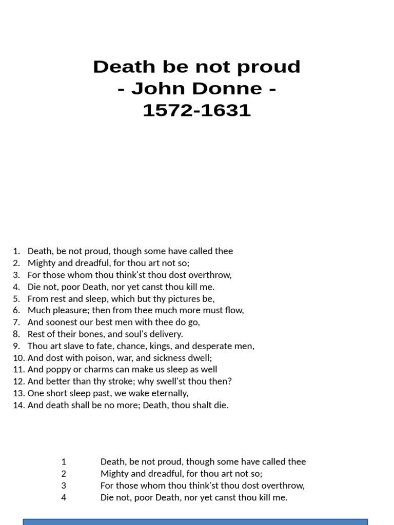 Death Be Not Proud John Donne 2019 | PDF | Sonnets | Immortality