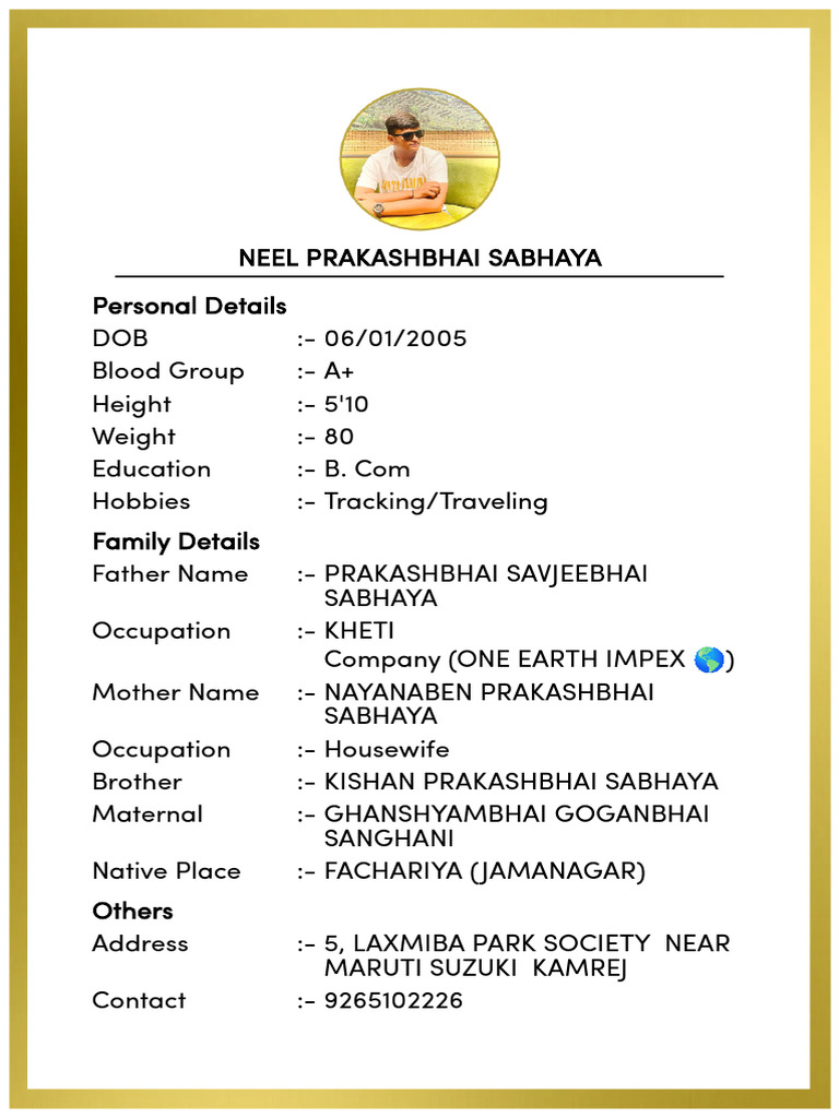 Biodata Neel Sabhaya | PDF