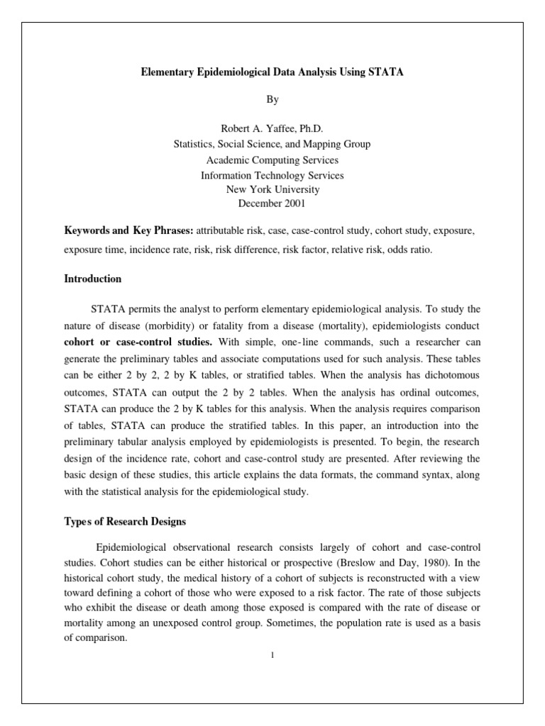Epidemiological Data Analysis with STATA | PDF | Cohort Study ...