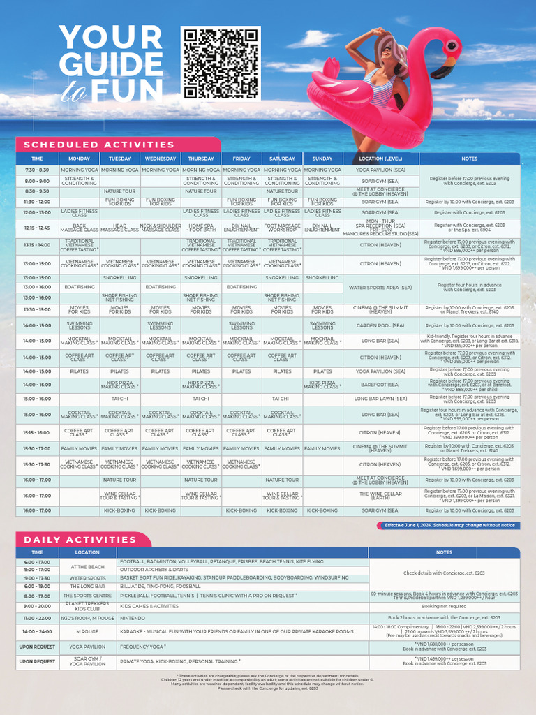 Weekly Activities Schedule Guide | PDF
