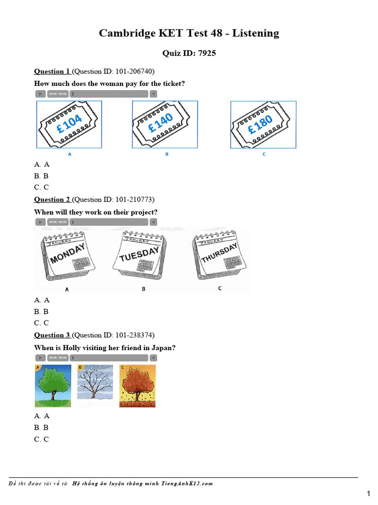 KET Listening Test 48 Overview | PDF