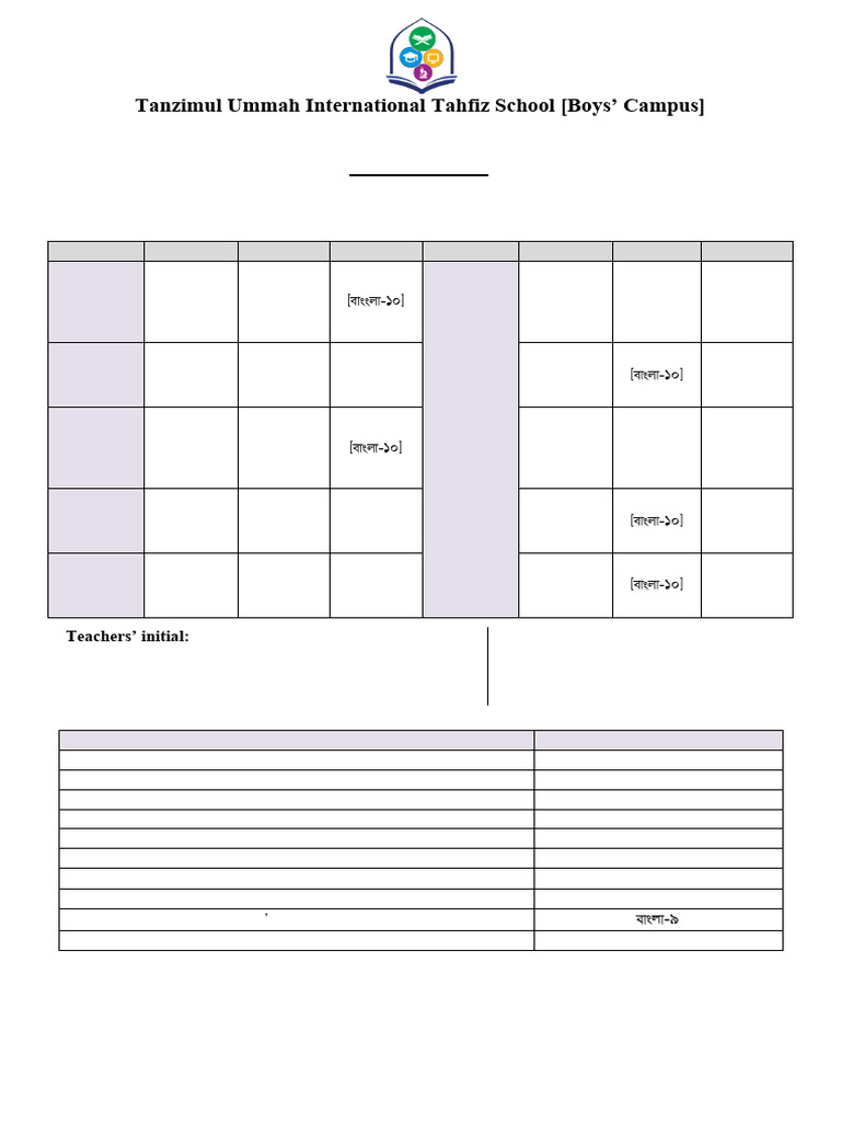 Grade 10 Class Routine 2025-26 | PDF | Student Assessment And ...