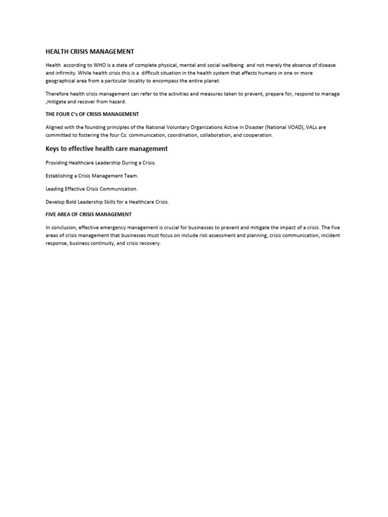 Crisis Management | PDF