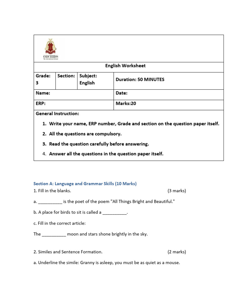 3rd Grade English Weekly Assessment | PDF | Linguistics | Human ...