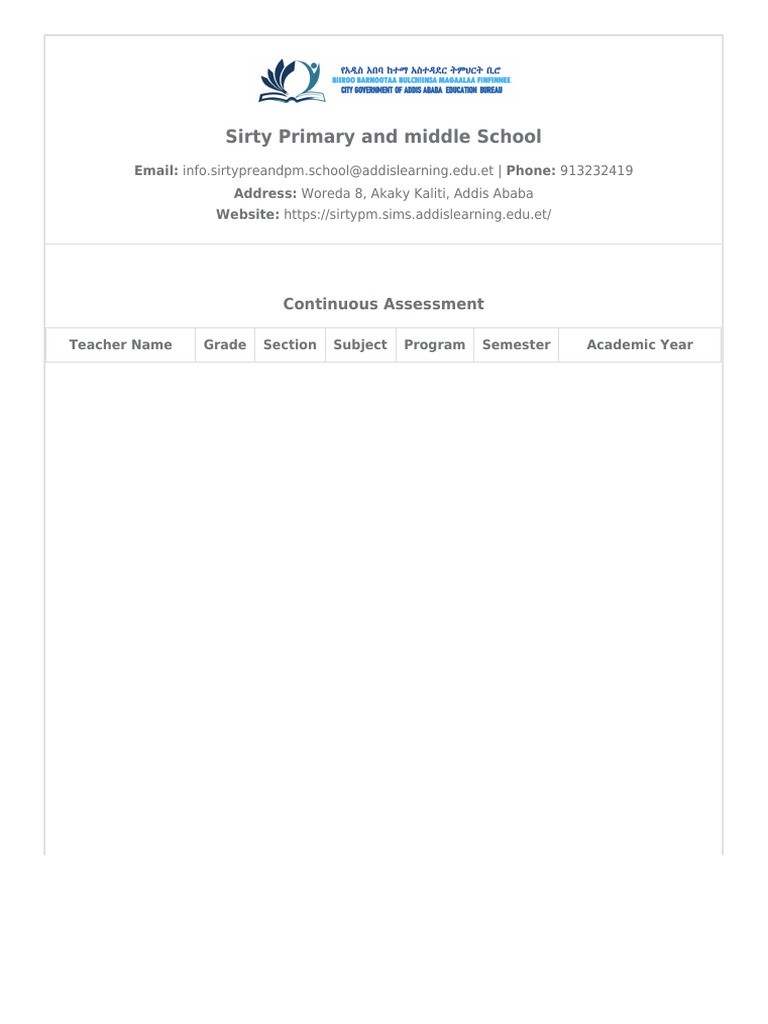 Sirty Primary & Middle School Info | PDF