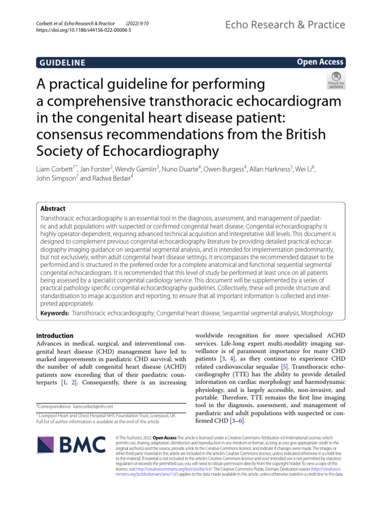 TTE in The Congenital Heart Disease Patient | PDF | Atrium (Heart ...