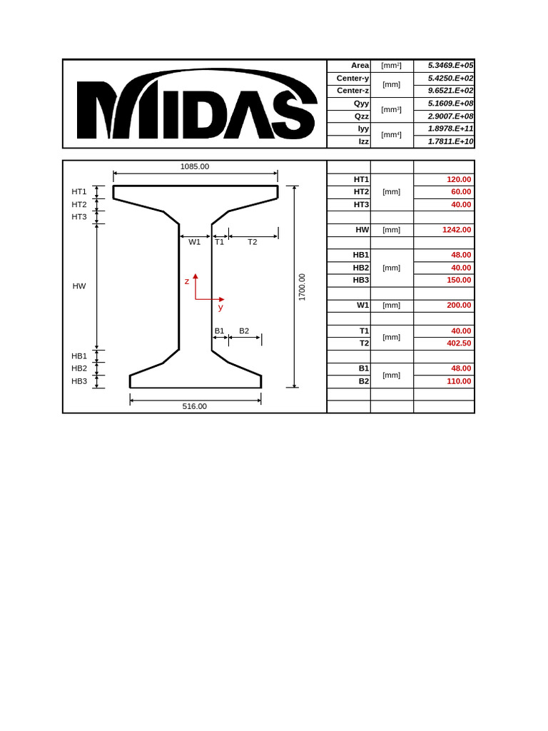MidasBridge I-Section Properties Calculator | PDF
