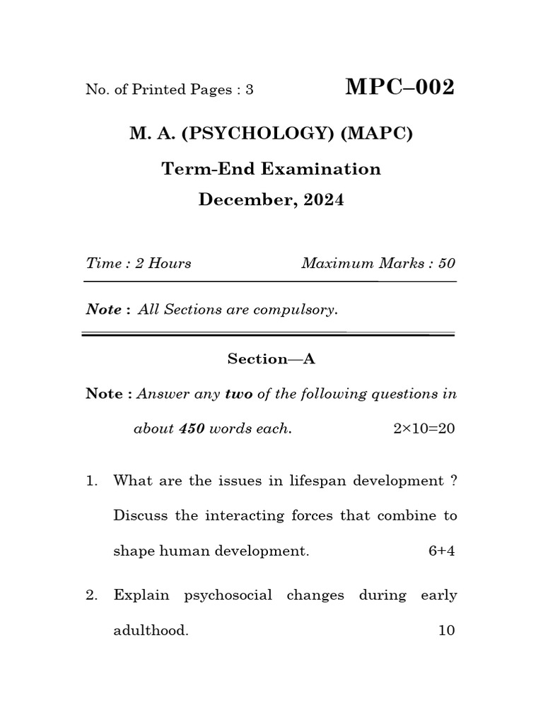 MPC-002 Previous Question Papers | PDF