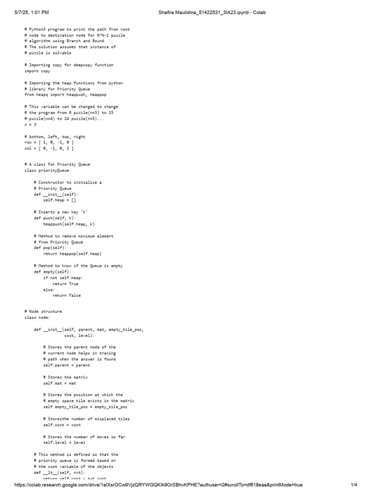 N-Puzzle Solver Using BFS Algorithm | PDF | Algorithms | Algorithms And ...