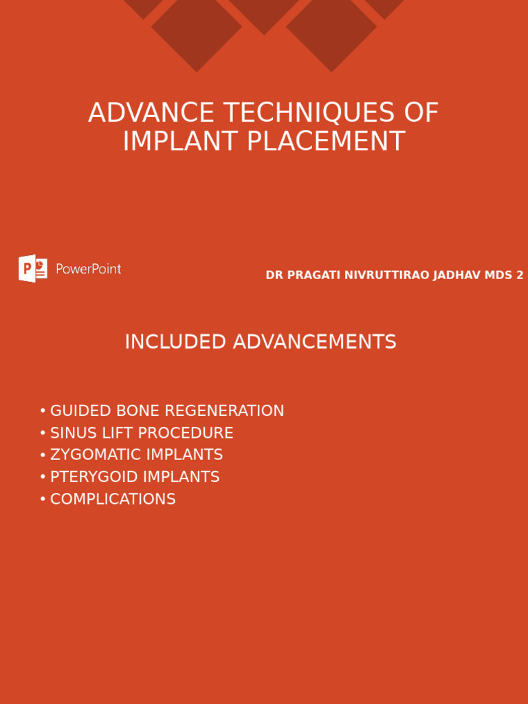 Advanced Implant Placement Techniques | PDF | Dental Implant | Wound ...