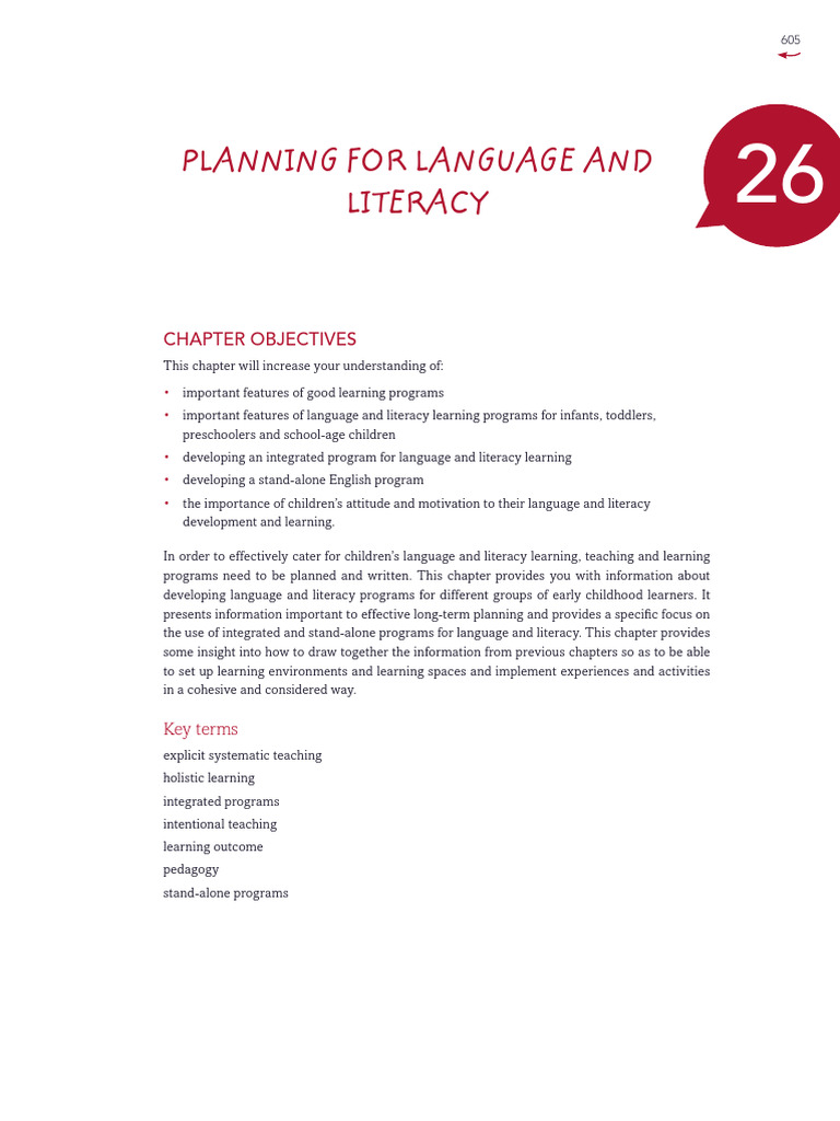 Language Literacy and Early Childhood Education - (26 Planning For ...