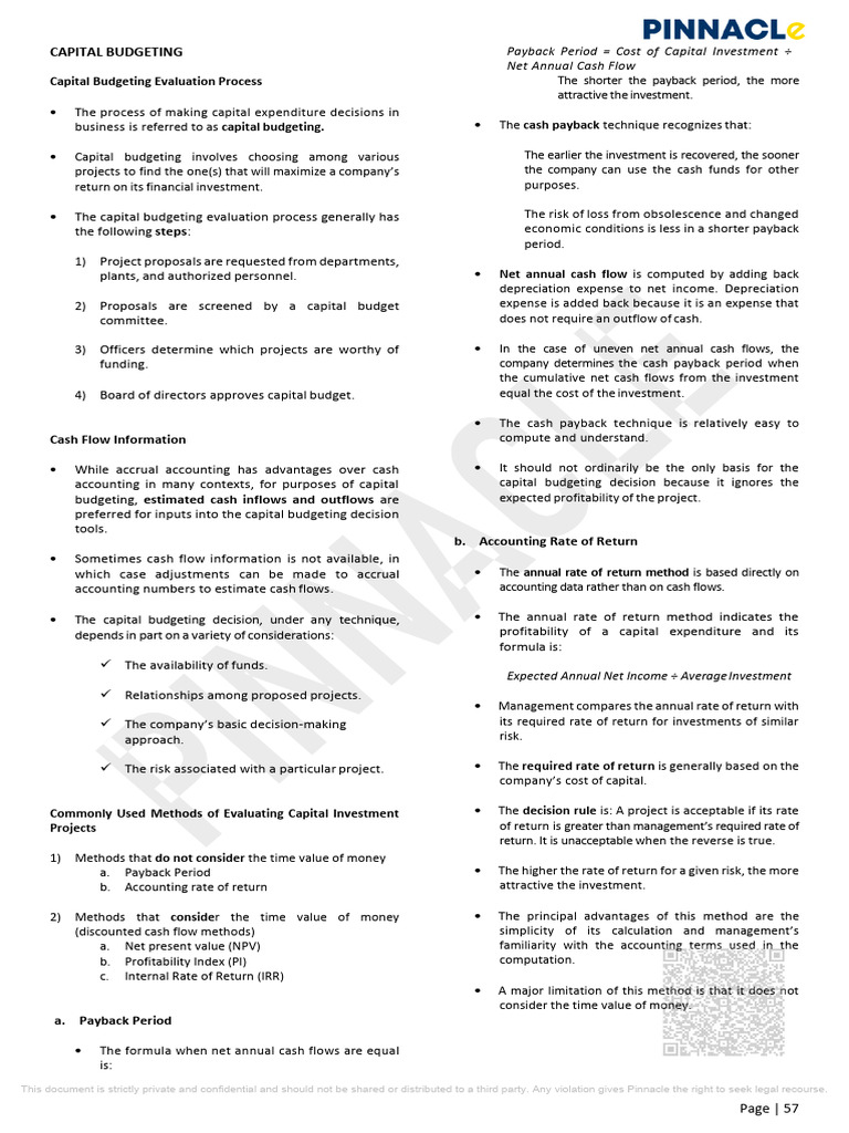 Ms (Pinnacle Capital Budgeting | PDF | Net Present Value | Internal ...