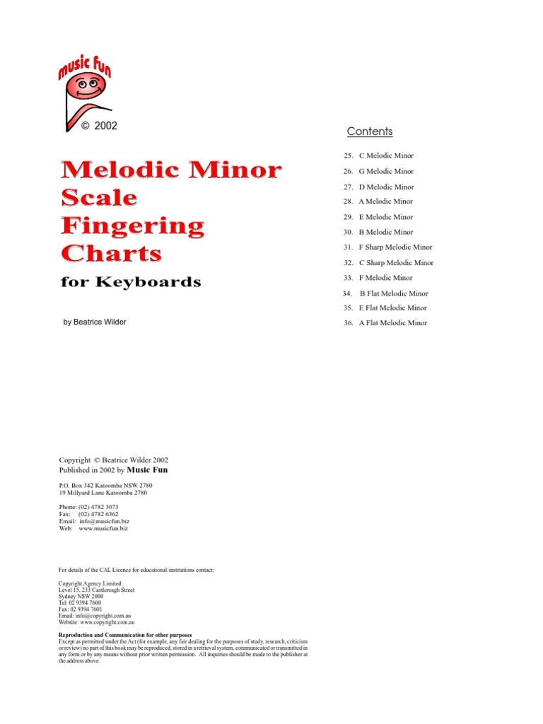 Melodic Minor Scale Fingering Charts Melodic Minor Scale Fingering ...