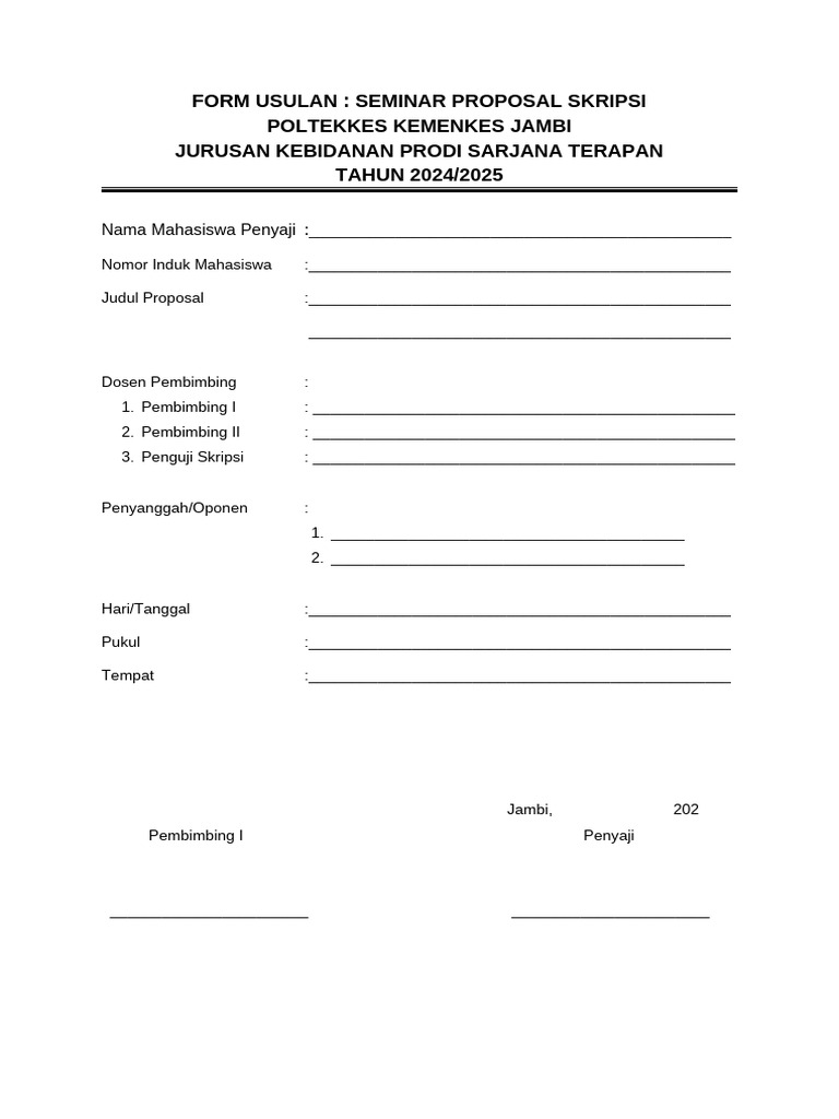 Form Ujian Usulan Proposal Skripsi | PDF