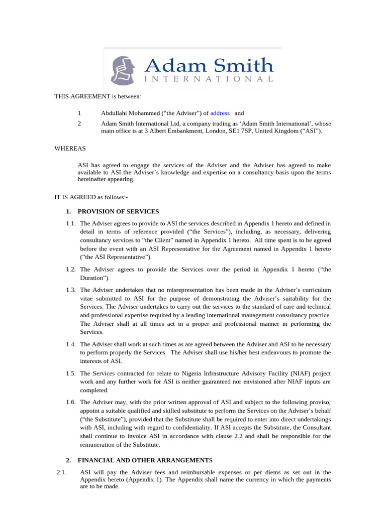 Abdullahi Mohammed Contract | PDF | Per Diem | Indemnity