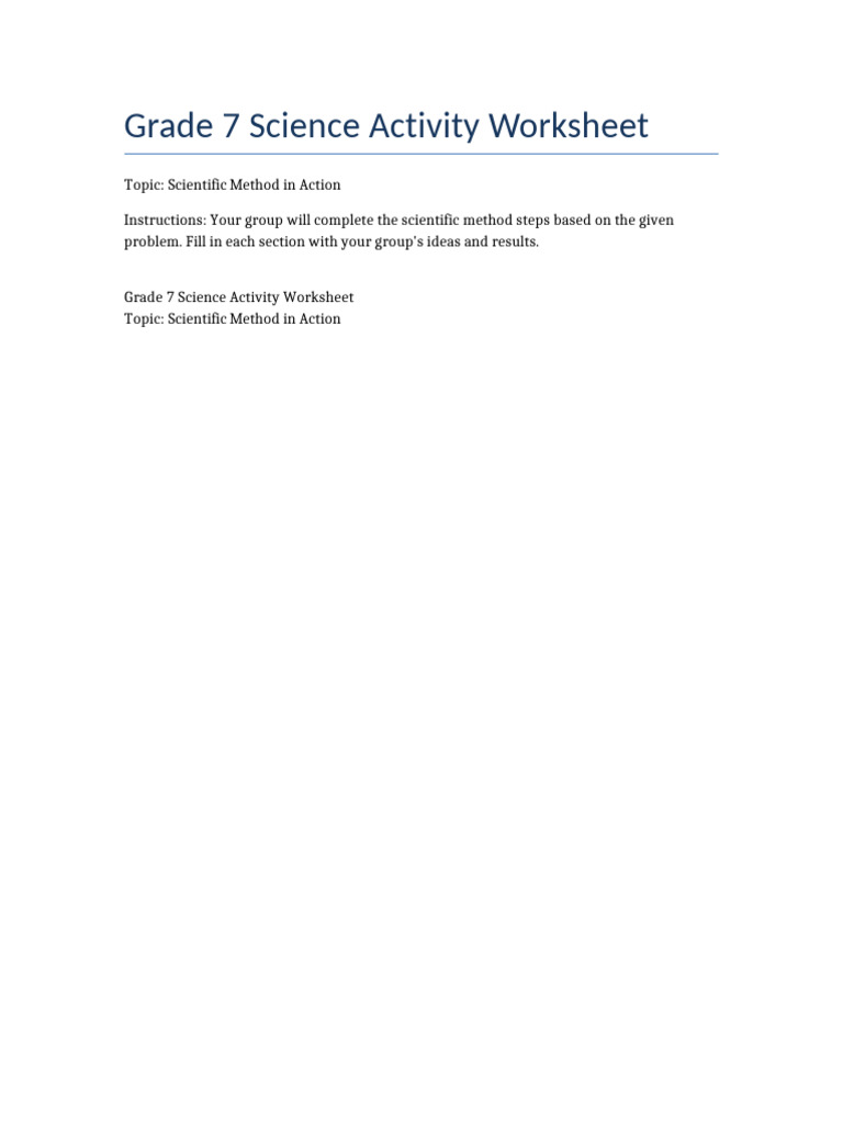 Grade7 Scientific Method Worksheets | PDF | Scientific Method | Experiment