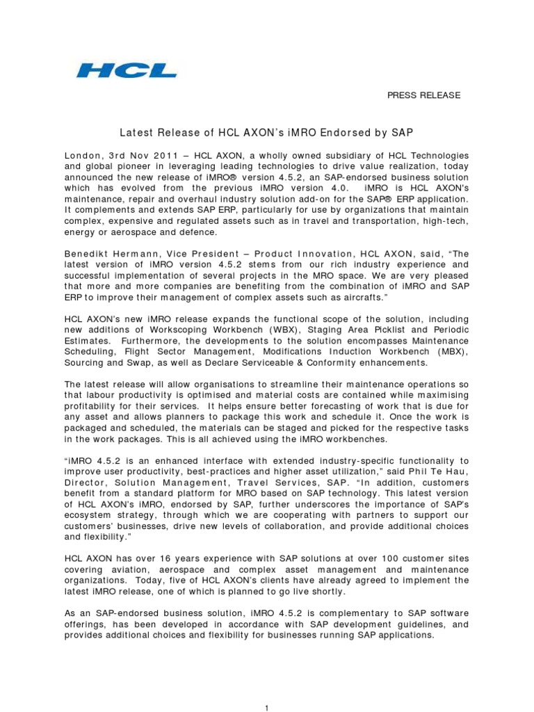 SAP iMRO 4.5.2 | PDF | Sap Se | Strategic Management