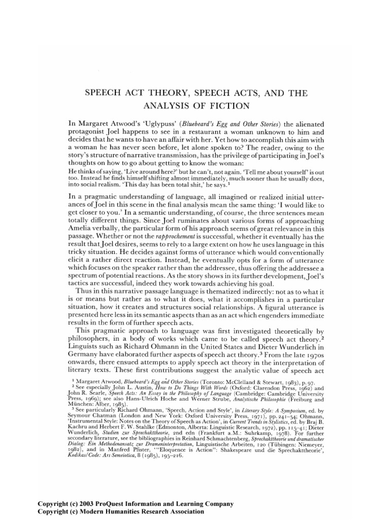 Speech Act Theory, Speech Acts | PDF
