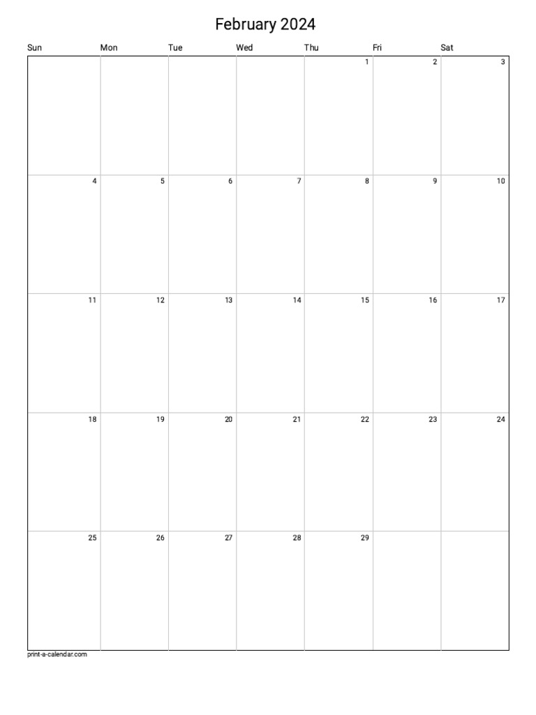 Feb 2024 Printable Calendar | PDF