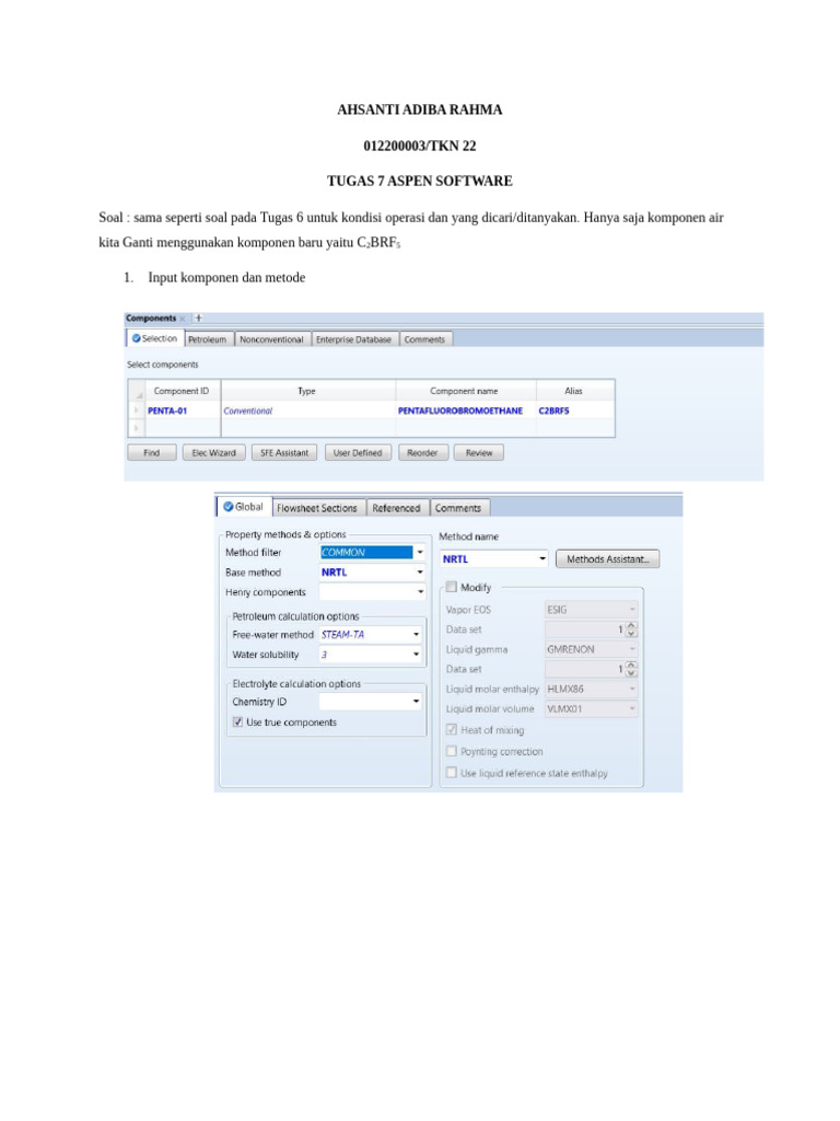 Tugas 7 - Penggunaan Software ASPEN | PDF