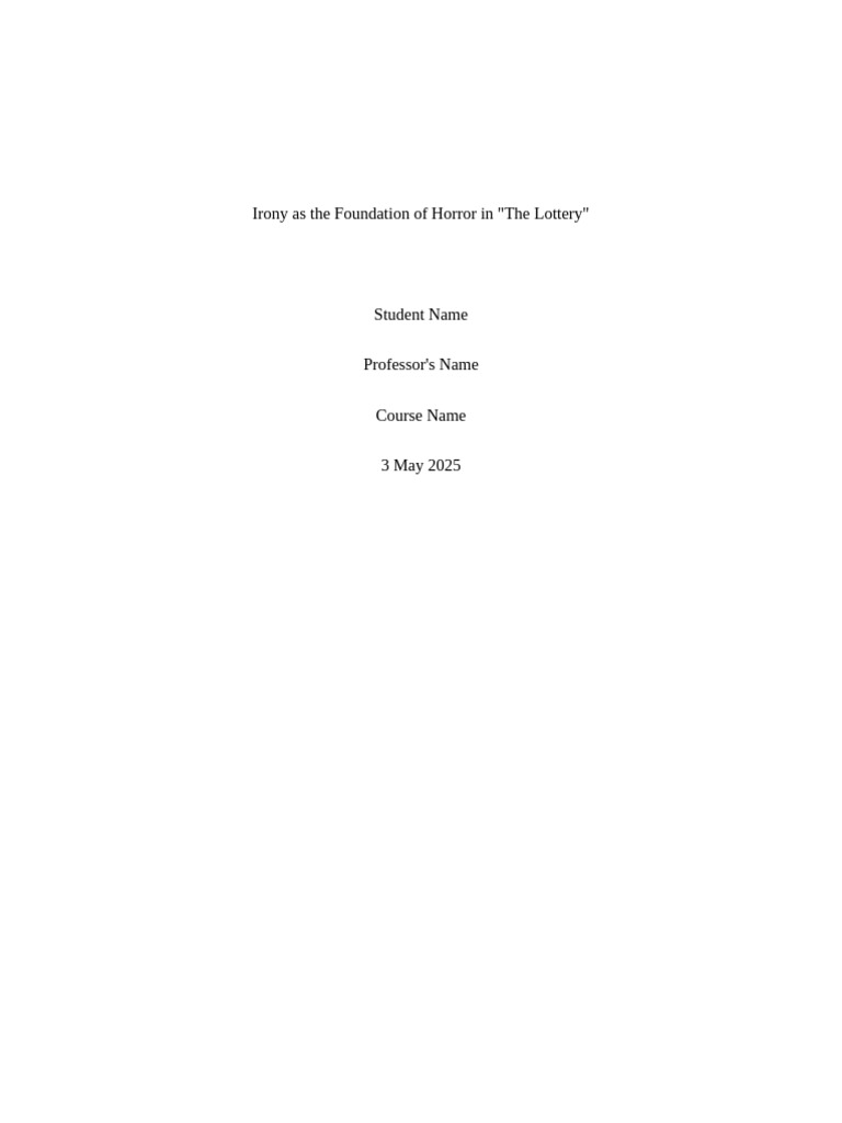 Irony in Shirley Jackson's "The Lottery" | PDF | Irony | Narrative