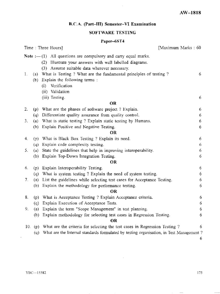 Bca 6 Sem Software Testing S 2019 | PDF | Software Testing | Chess Theory