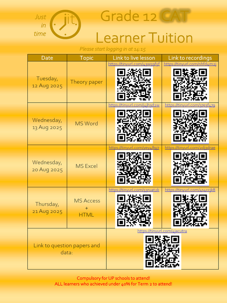 CAT August JIT Tuition | PDF