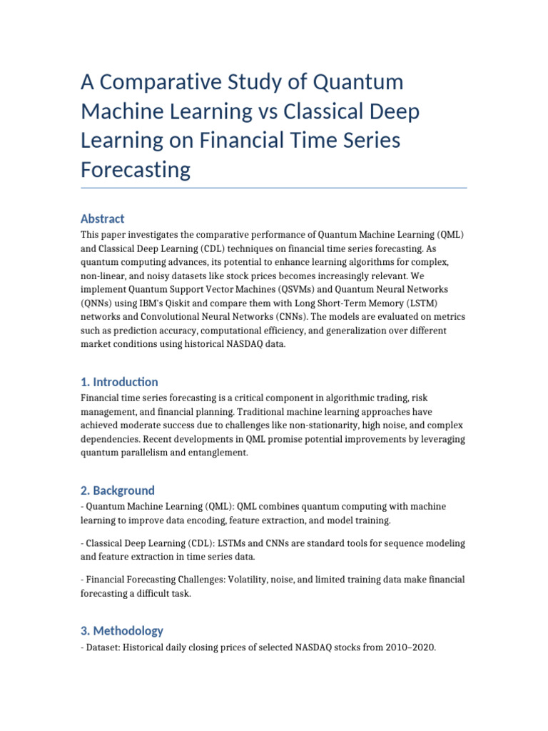 QML Vs CDL Financial Forecasting | PDF | Quantum Computing | Machine Learning