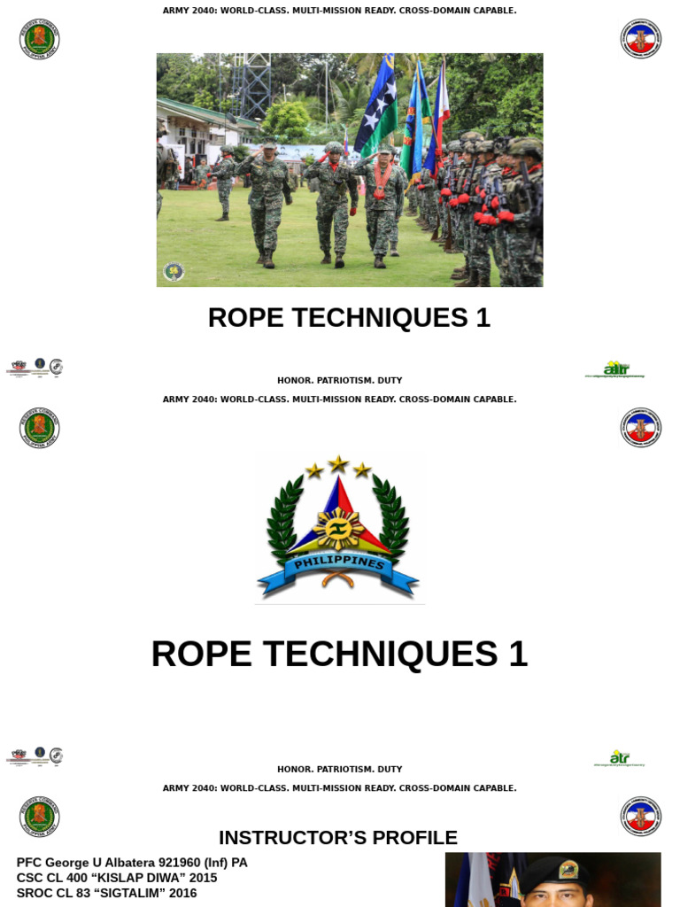 Army Rope Techniques Training Guide | PDF | Patriotism | Learning