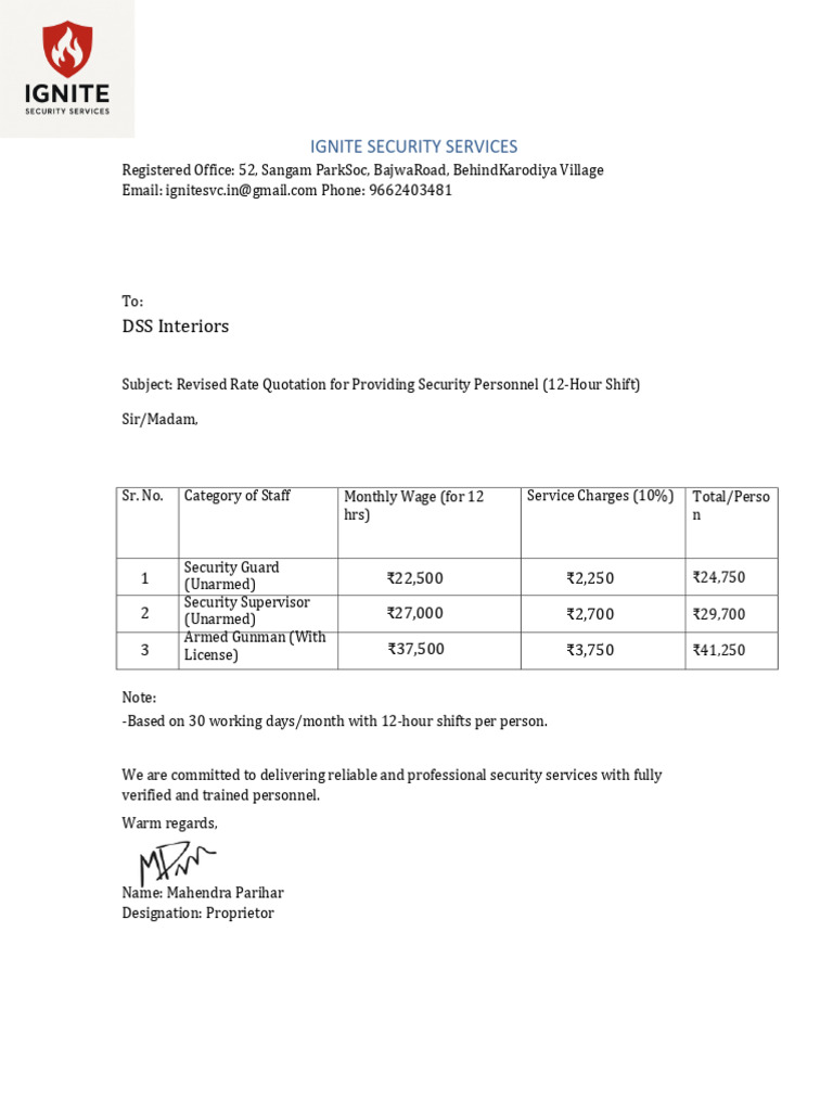 Ignite Security Quotation Lumpsum PDF | PDF