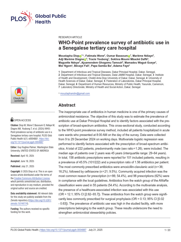 WHO-Point Prevalence Survey of Antibiotic Use in A | PDF ...