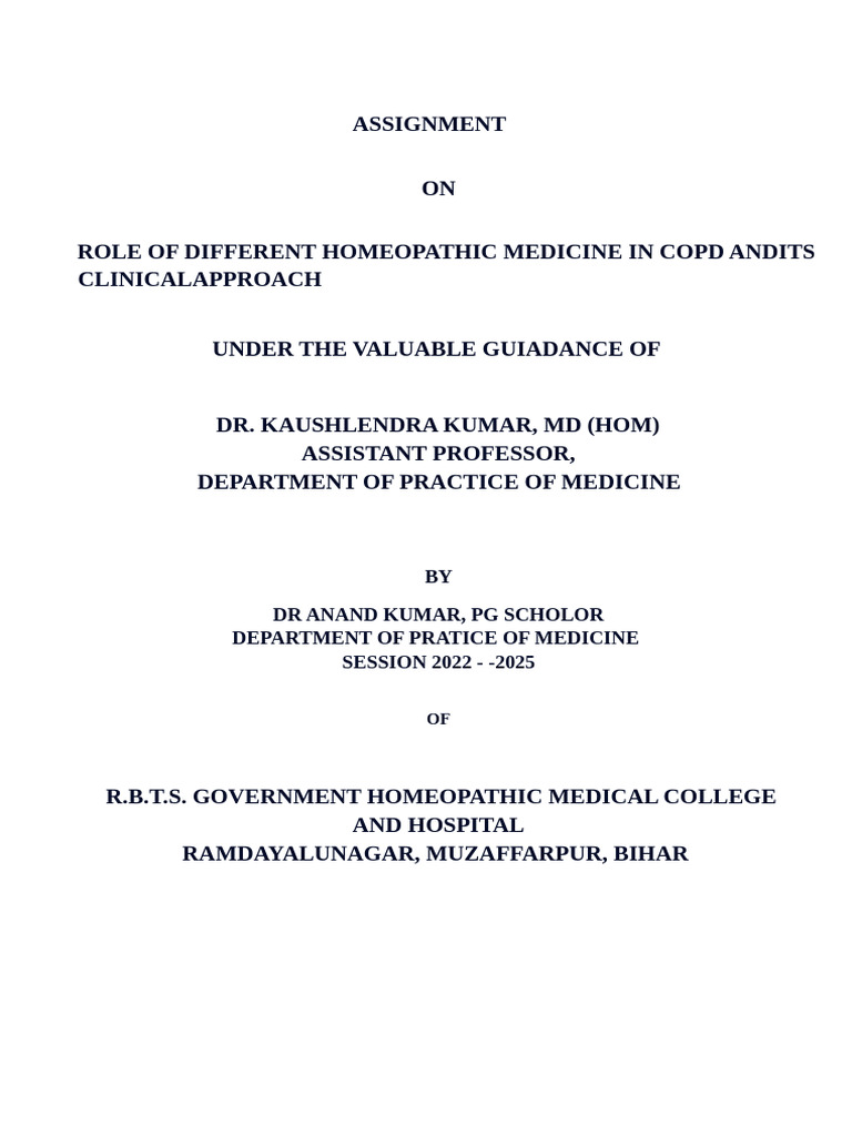 Assignment Copd (1) Corrected | PDF | Chronic Obstructive Pulmonary Disease | Lung