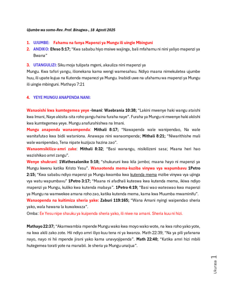 6 Mapenzi Ya Mungu Mei 2025 | PDF