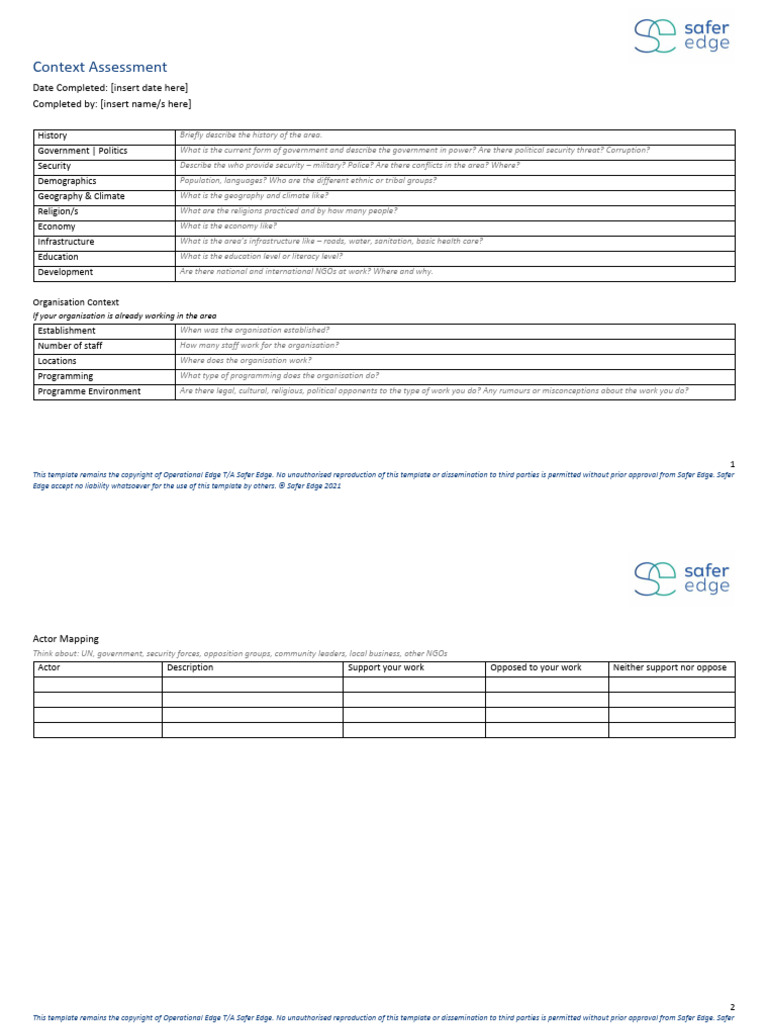 Context Assessment Template | PDF