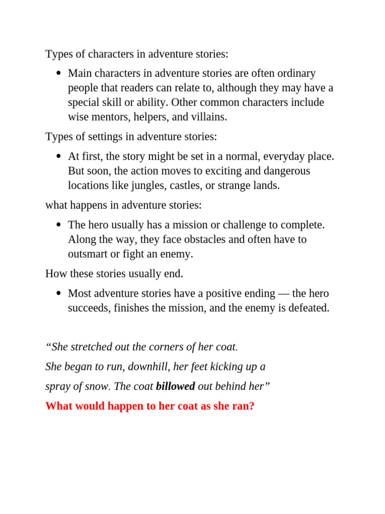 Adventure Story Character Types | PDF
