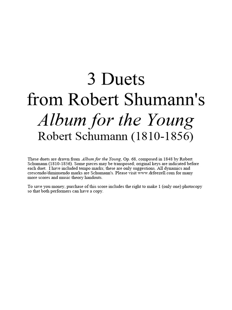 3 Duets Shumann's Album For The Young | PDF | Robert Schumann | Musicology
