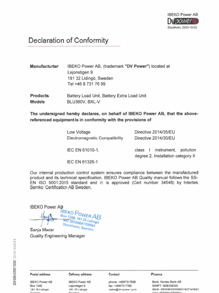 Declaration of Conformity | PDF