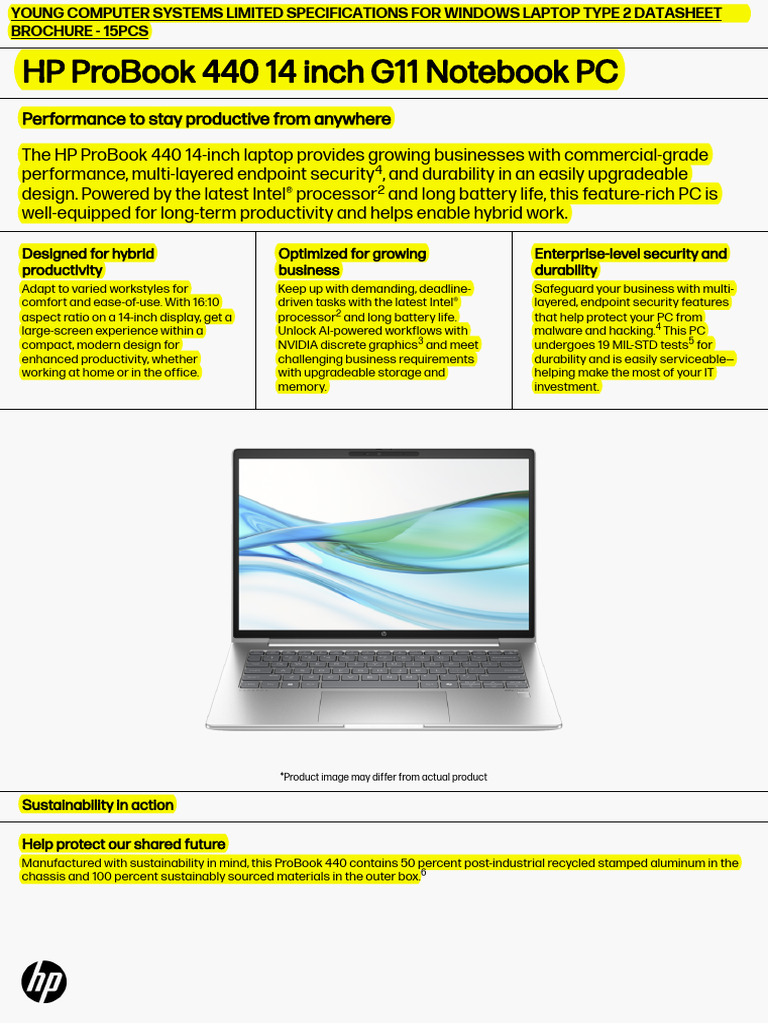 HP ProBook 440 14 Inch G11 Notebook PCDataSheet | PDF | Hdmi | Laptop