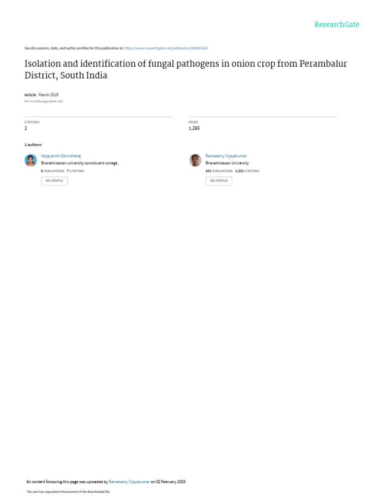 Isolation and Identification of Fungal Pathogens From Onion Crop | PDF ...